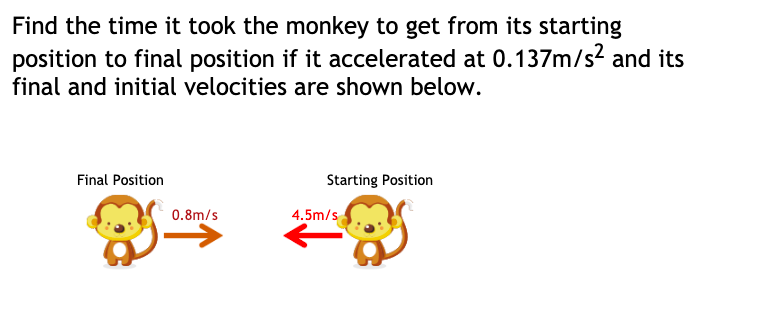 Solved Find the time it took the monkey to get from its | Chegg.com