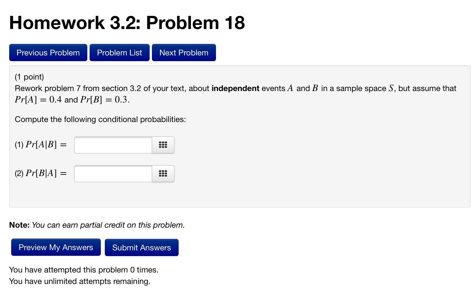 Solved Homework 3.2: Problem 18 Previous Problem Problem | Chegg.com
