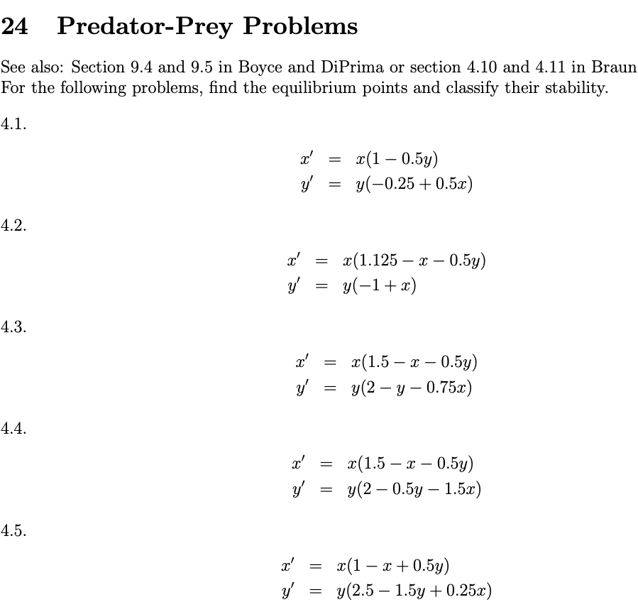 Solved 24 Predator-Prey Problems See also: Section 9.4 and | Chegg.com