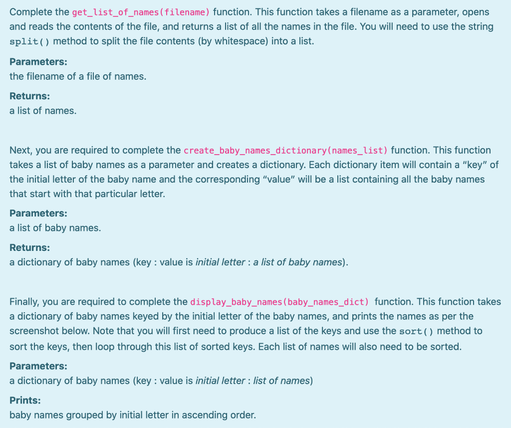 Solved Complete the get_list_of_names (filename) function. | Chegg.com