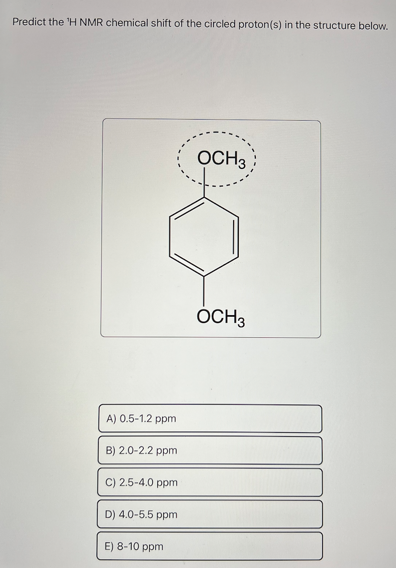 Solved Predict the 'H NMR chemical shift of the circled | Chegg.com