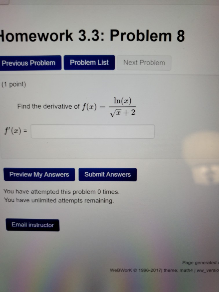 Solved Homework 3.3: Problem 8 Problem List Next Problem | Chegg.com