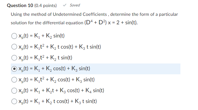 Using the method of Undetermined Coefficients, | Chegg.com