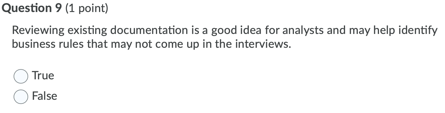 Solved Reviewing existing documentation is a good idea for | Chegg.com