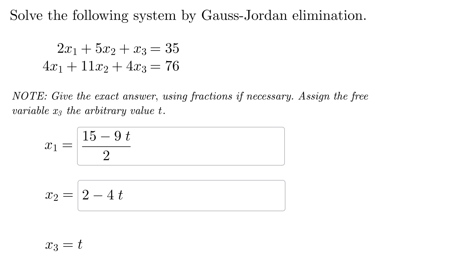 Solved Solve the following system by Gauss-Jordan | Chegg.com