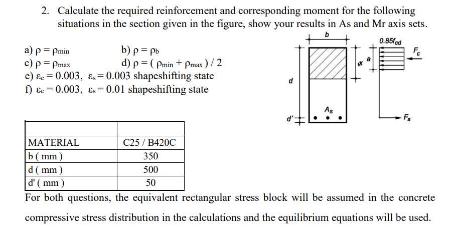 2. Calculate the required reinforcement and | Chegg.com