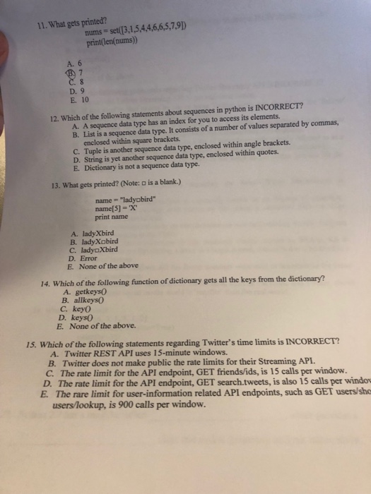 Solved 11. What gets printed? nums | Chegg.com