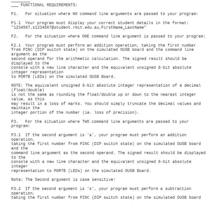 Solved FUNCTIONAL REQUIREMENTS: F1. For situation where No | Chegg.com