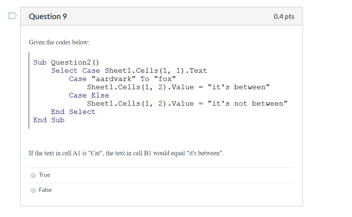 Solved Question 5 0.4 pts If I want to create a message box | Chegg.com