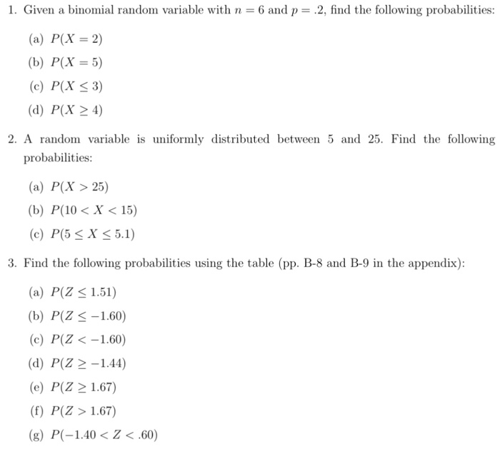 Solved Given A Binomial Random Variable With N 6 And P