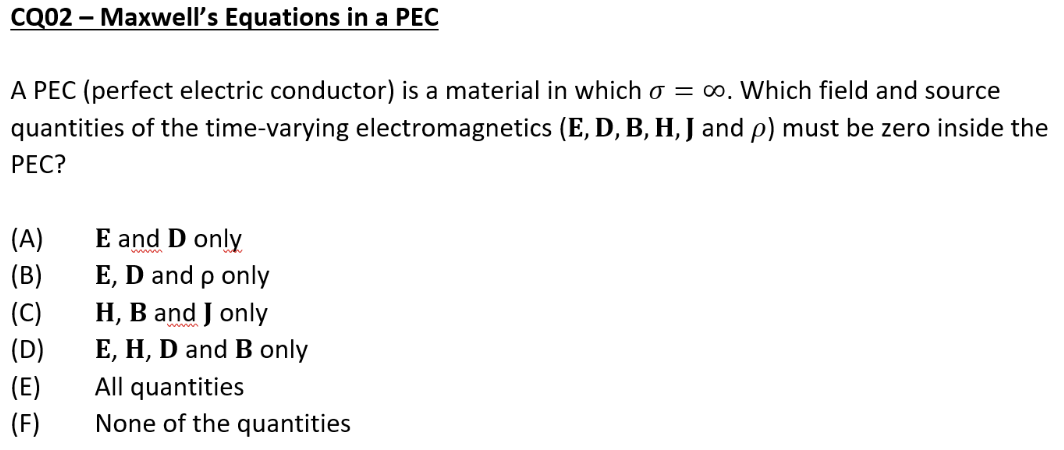 Solved A PEC (perfect electric conductor) is a material in | Chegg.com