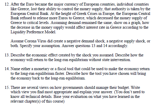 12. After the Euro became the major currency of | Chegg.com