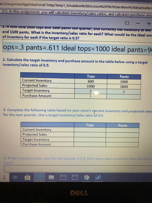 Solved Calculate the target inventory and purchase amount in | Chegg.com