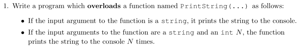 Solved 1. Write a program which overloads a function named | Chegg.com