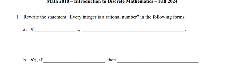 Solved Rewrite the statement "Every integer is a rational | Chegg.com