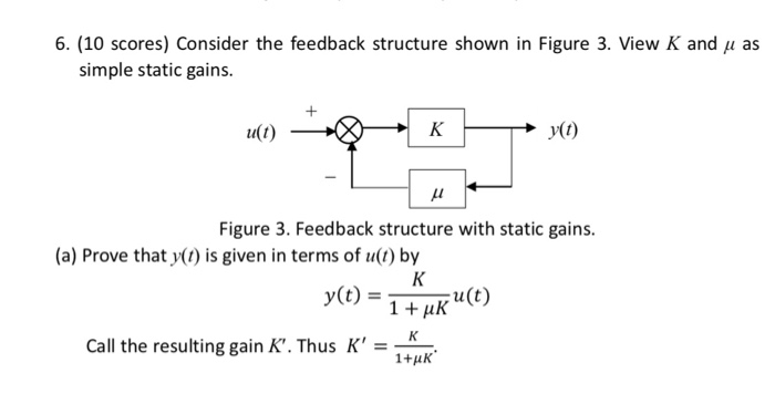 Solved 6. (10 scores) Consider the feedback structure shown | Chegg.com