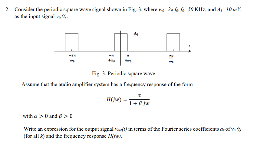 Solved 2. Consider the periodic square wave signal shown in | Chegg.com