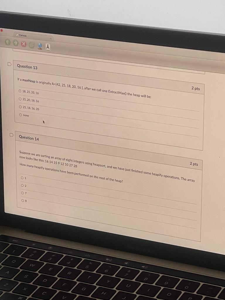 Solved B Cars X A D Question 14 Suppose we are sorting an | Chegg.com