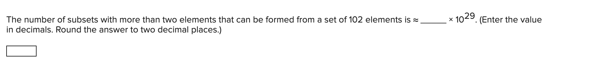 Solved Х 1029. (Enter the value The number of subsets with | Chegg.com