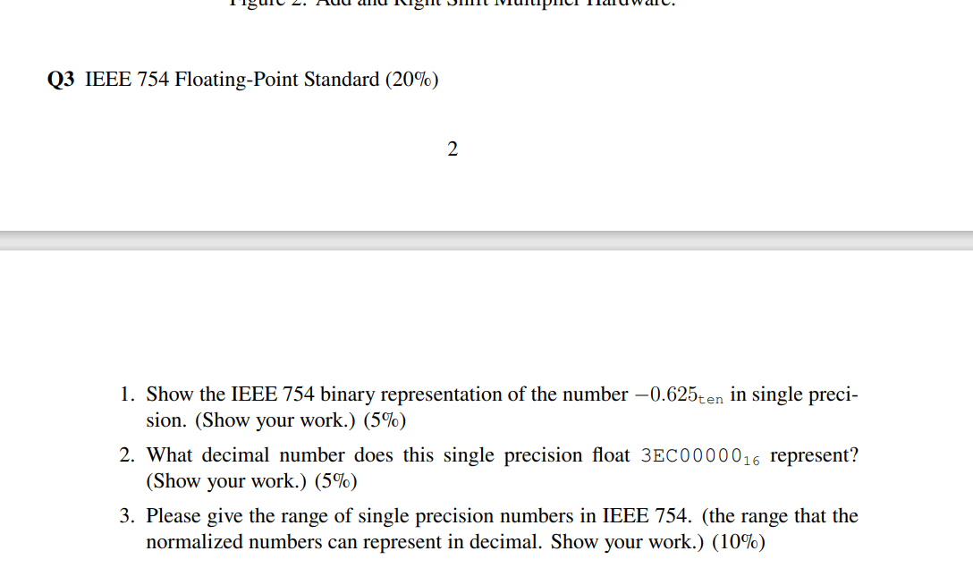 Solved Q3 IEEE 754 Floating-Point Standard (20\%) 2 1. Show | Chegg.com