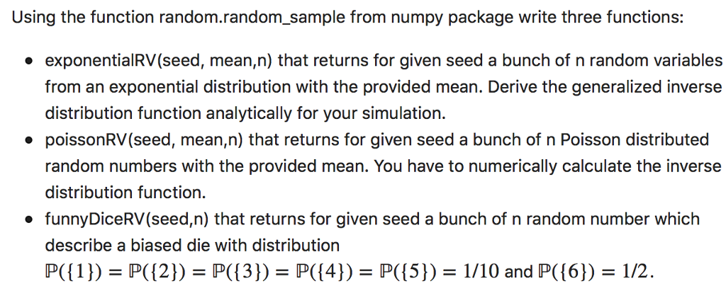 Solved Using the function random.random_sample from numpy | Chegg.com