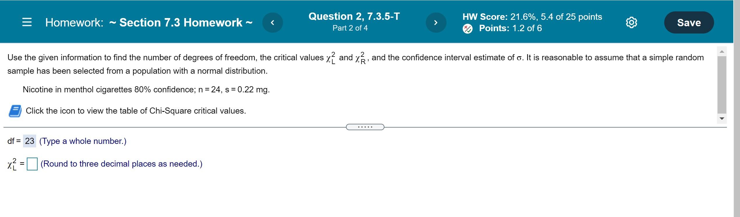 Solved Homework Section 7 3 Homework Question 2 7 3 5 T
