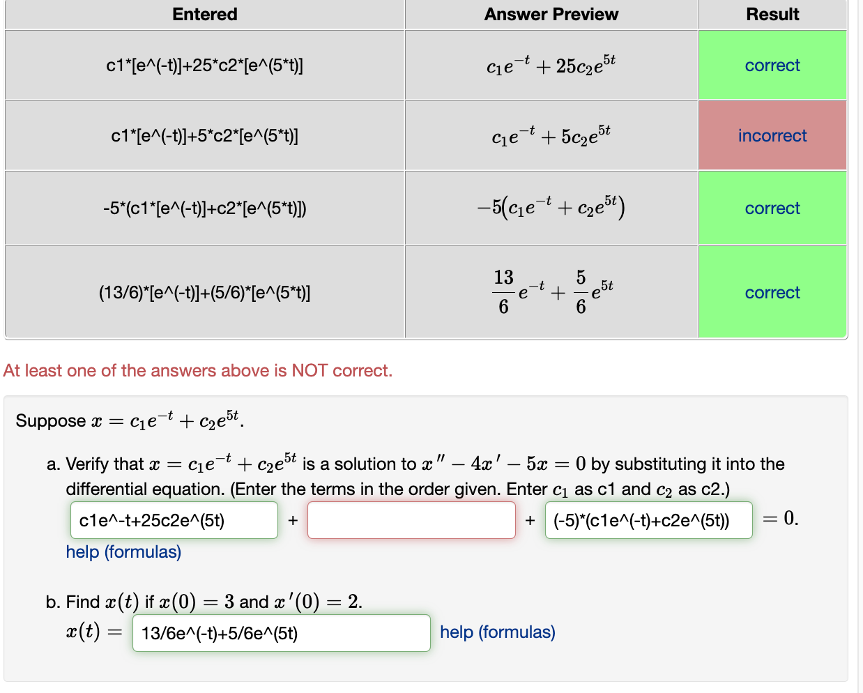 Solved At least one of the answers above is NOT correct. | Chegg.com