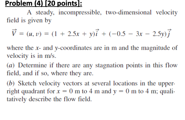 Solved Problem (4) [20 points]: A steady, incompressible, | Chegg.com