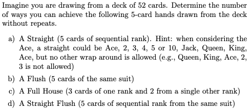 Solved Imagine you are drawing from a deck of 52 cards. | Chegg.com