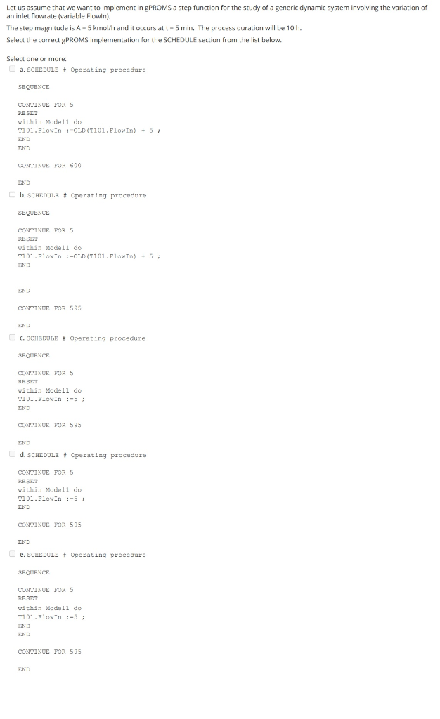 Solved Let us assume that we want to implement in gPROMS a | Chegg.com