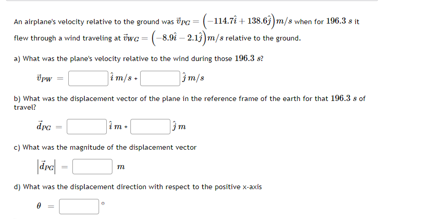 Solved An airplane's velocity relative to the ground was | Chegg.com
