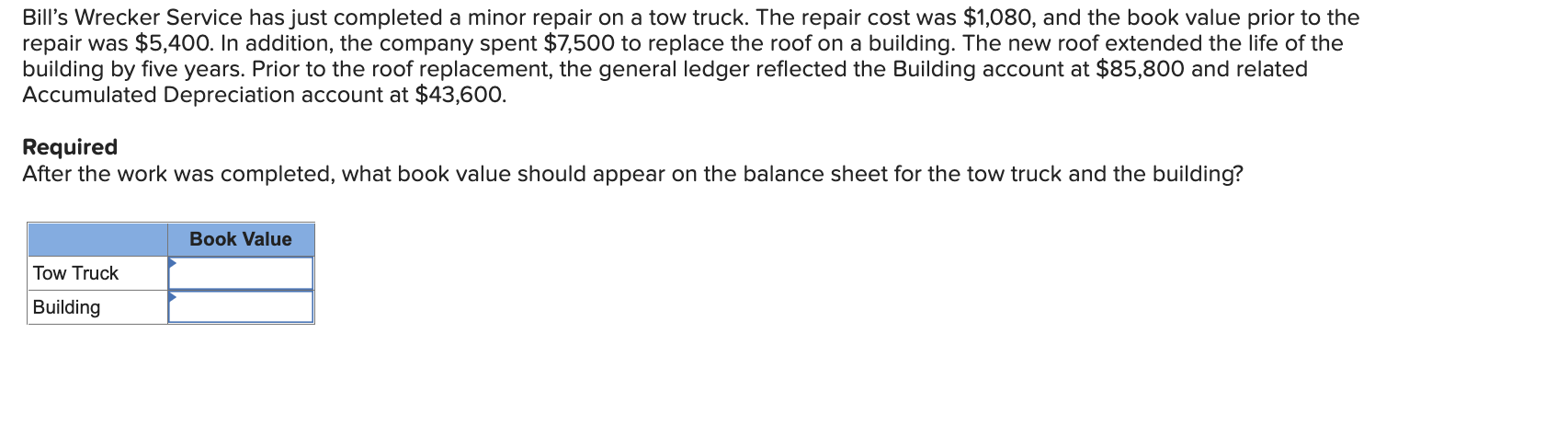 Solved Bill's Wrecker Service has just completed a minor | Chegg.com