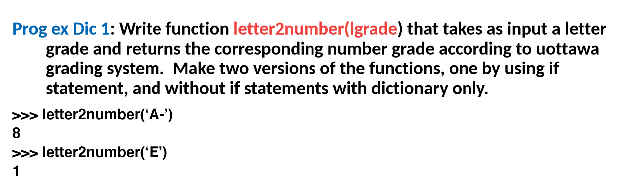 Solved Prog ex Dic 1: Write function letter2number(Igrade) | Chegg.com