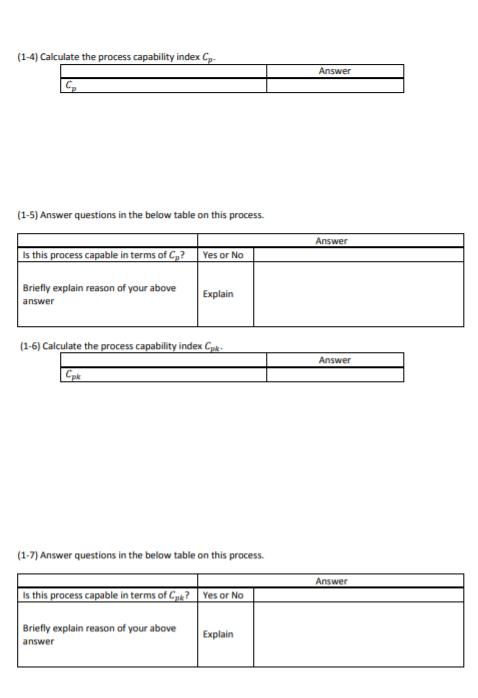 Solved Q1 - Process capability indices using subgroup | Chegg.com