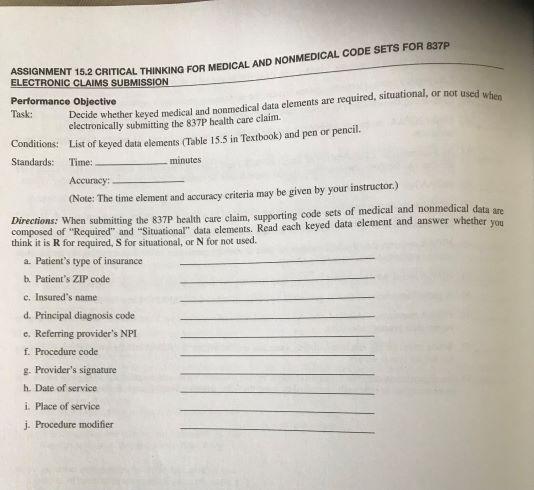 Solved ASSIGNMENT 15.2 CRITICAL THINKING FOR MEDICAL AND | Chegg.com