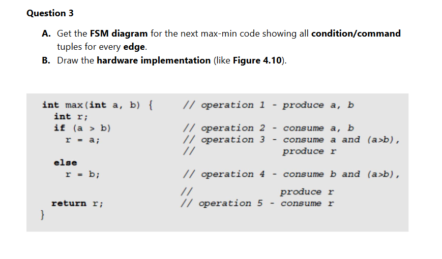 Solved Question 3 A. Get the FSM diagram for the next | Chegg.com