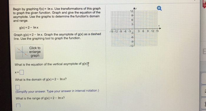 Solved Begin by graphing fx)- Inx. Use transformations of | Chegg.com