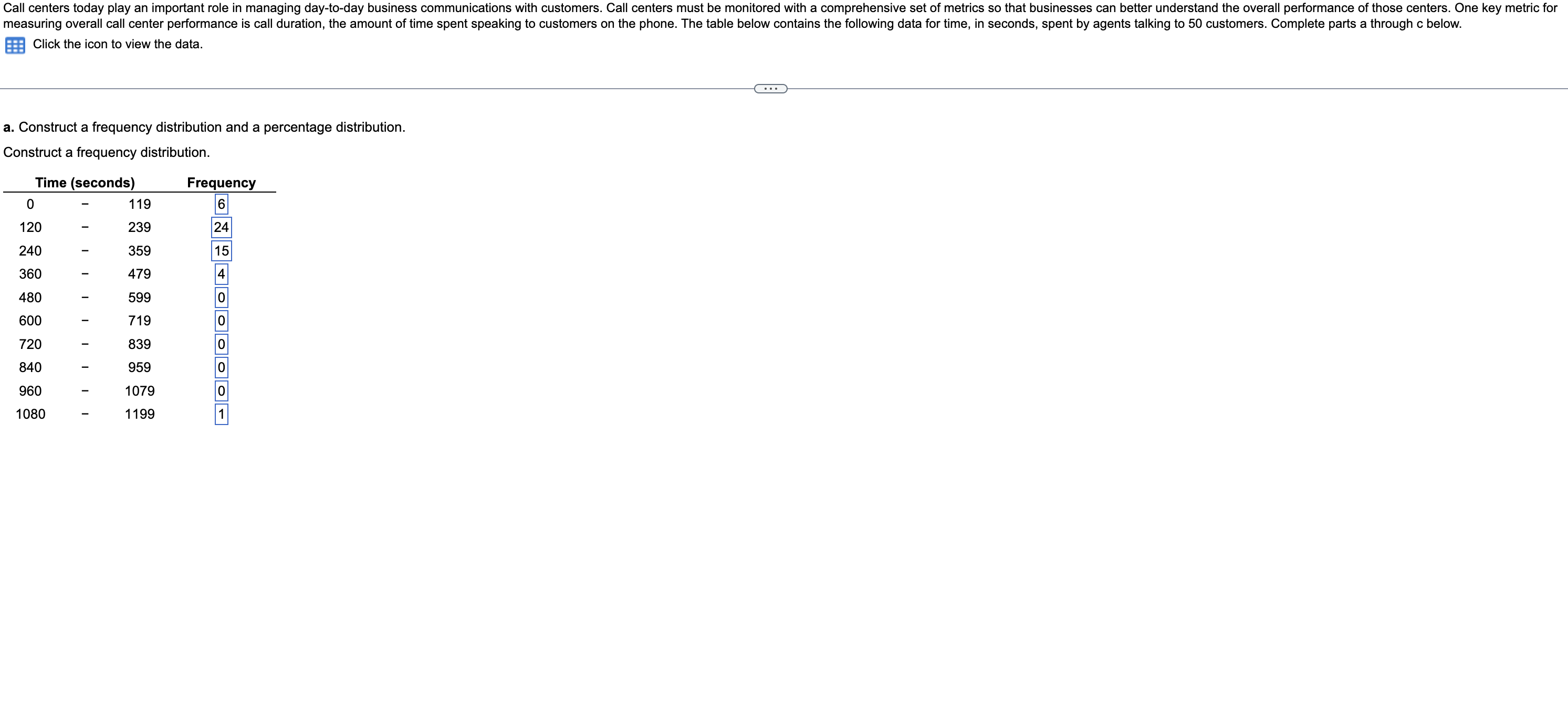 Solved a. Construct a frequency distribution and a | Chegg.com