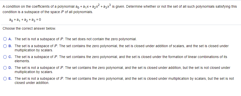 Solved A condition on the coefficients of a polynomial | Chegg.com