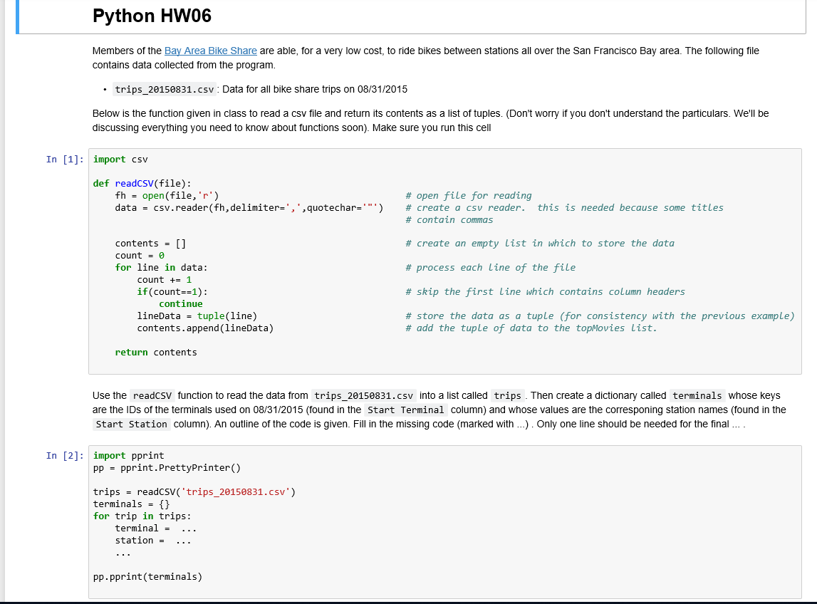 Solved Python HW06 Members of the Bay Area Bike Share are | Chegg.com