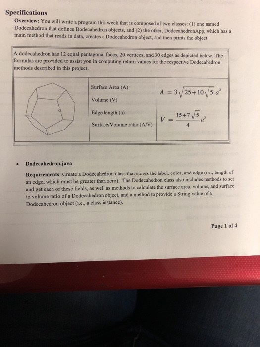 Solved Specifications Overview: You will write a program | Chegg.com