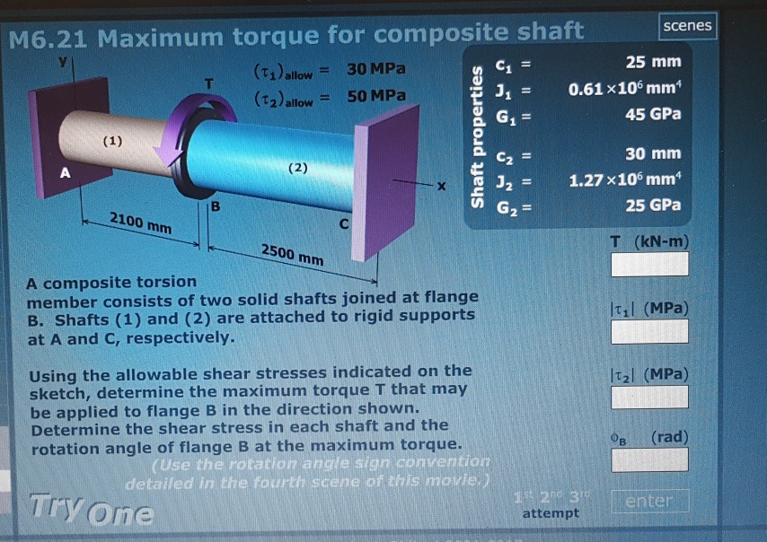 Solved = M6.21 Maximum torque for composite shaft scenes | Chegg.com