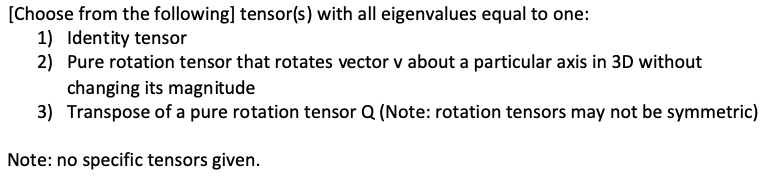 [Choose from the following] tensor(s) with all | Chegg.com