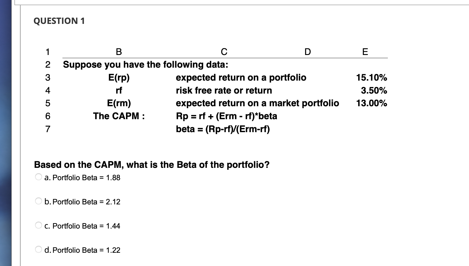 Solved QUESTION 1 E 1 2 3 4 5 B С D Suppose you have the | Chegg.com