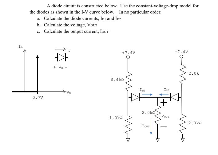 Solved A diode circuit is constructed below. Use the | Chegg.com