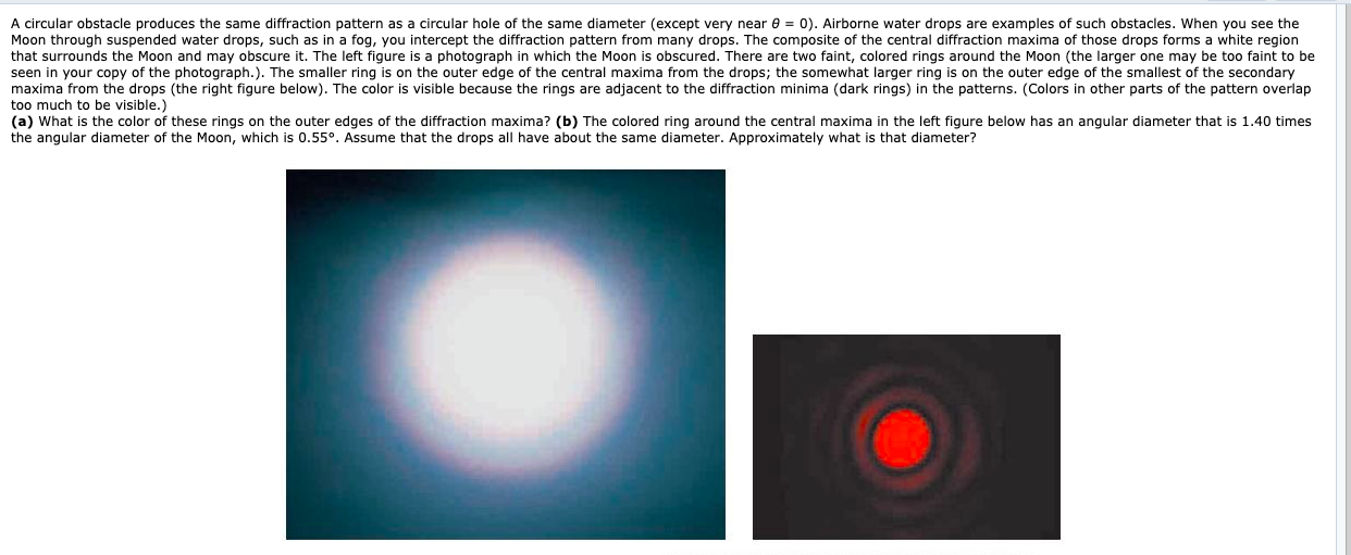 Solved A circular obstacle produces the same diffraction | Chegg.com