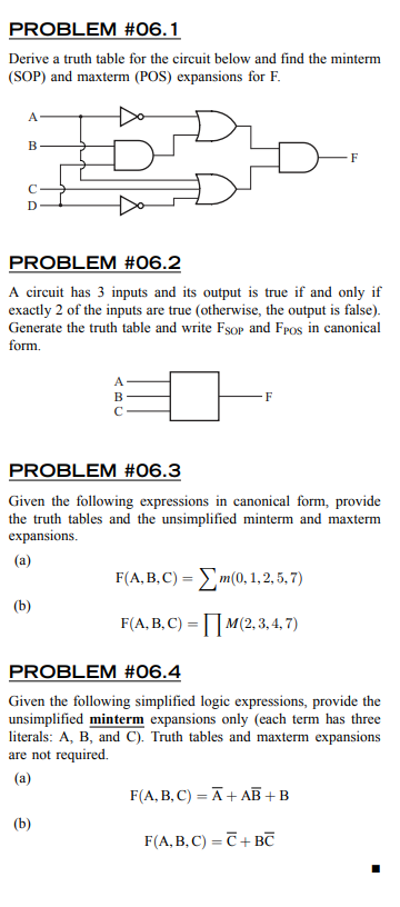Solved PROBLEM #06.1 Derive a truth table for the circuit | Chegg.com