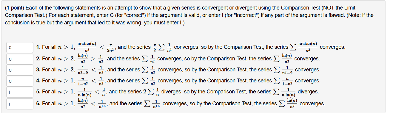 Solved (1 ﻿point) ﻿Each of the following statements is an | Chegg.com