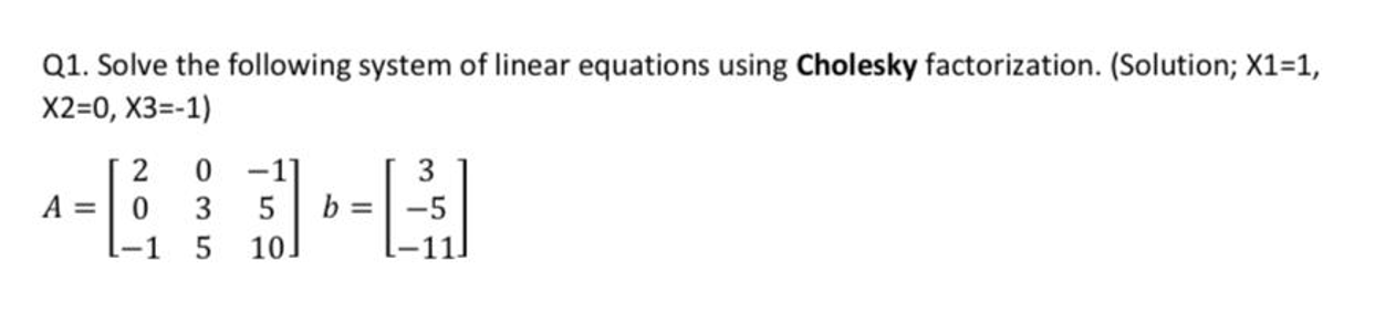 Solved Q1. Solve the following system of linear equations | Chegg.com