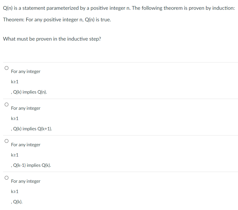 Solved Q(n) is a statement parameterized by a positive | Chegg.com